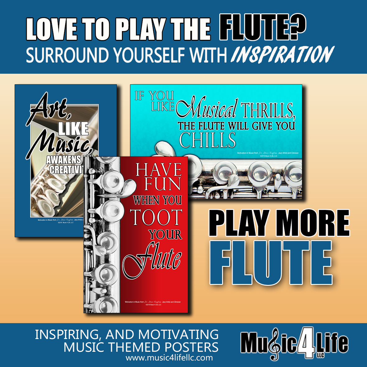 Flute Musical Instrument Posters | MUSIC 4 LIFE, LLC